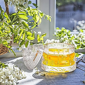 Hacaroa 2 Pack 10 Oz Glass Honey Pot with Lid and Wooden Dipper, Clear Honey Jar Beehive Honey Dish Dispenser Container for Jam Jelly, Home Kitchen, Wedding Gifts, Candlesticks, Barware