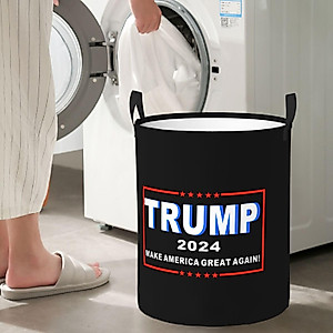 Trump-2024 7 Laundry Hamper Circular For Bedroom Bathroom Storage Baskets Foldable Décor