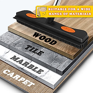 Goldcolin Rubber Broom for Pet Hair Remover, Carpet Rake Fur Remover Broom with Squeegee, Carpet Rake for Pet Hair Removal, Pet Hair Rubber Broom for Fluff Carpet, Hardwood Floor, Tile, Window