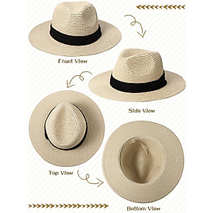 Straw Large Beach Bag for Women's Woven Beach Bag and Beach Hats Set Beach Earring Handmade Shoulder Bag Handbag Bohemia Set(Beige)