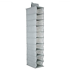 yulumaoyi Hanging Closet Organizer 10 Shelves Closet Organizers and Storage Hanging for Shoe & Cap Storage for Family Baby Room or Nursery Gray (PLNNV-TY)