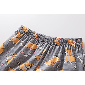 Vopmocld Big Girls Summer Short Sleeve Pajama Sets Cute Corgi Patterns Sleepwear Nighty 100% Cotton, Corgi, 12 Years