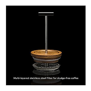 ChefWave Artisan Series Premium Ceramic Small Travel French Press Coffee Maker Tea Brewer Tea Press Camping Coffee Pot - Thermal Insulated with 2 Filter Screens, 16.5 oz. - For Home, Camping, Travel