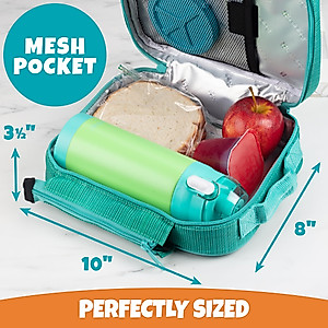 Bentology Insulated Lunch Box w Snack Pocket and Water Bottle Holder - Boys Girls and Kid's Lunchbox Tote Keeps Food Hotter or Colder Longer - Bag Fits Most Bento Boxes and Containers
