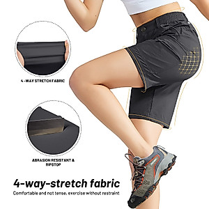 MIER Women's Hiking Cargo Shorts Quick Dry Stretchy Summer Shorts with 6 Pockets, Water Resistant and Lightweight, Graphite Grey, 8