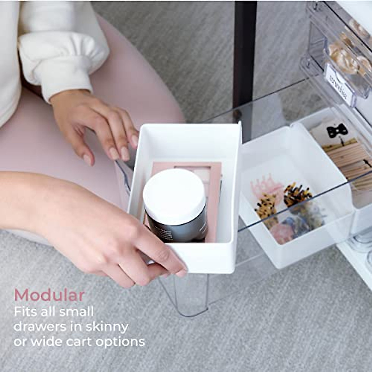 iDesign The Sarah Tanno Collection In-Drawer Cosmetic Organizer Bin, White