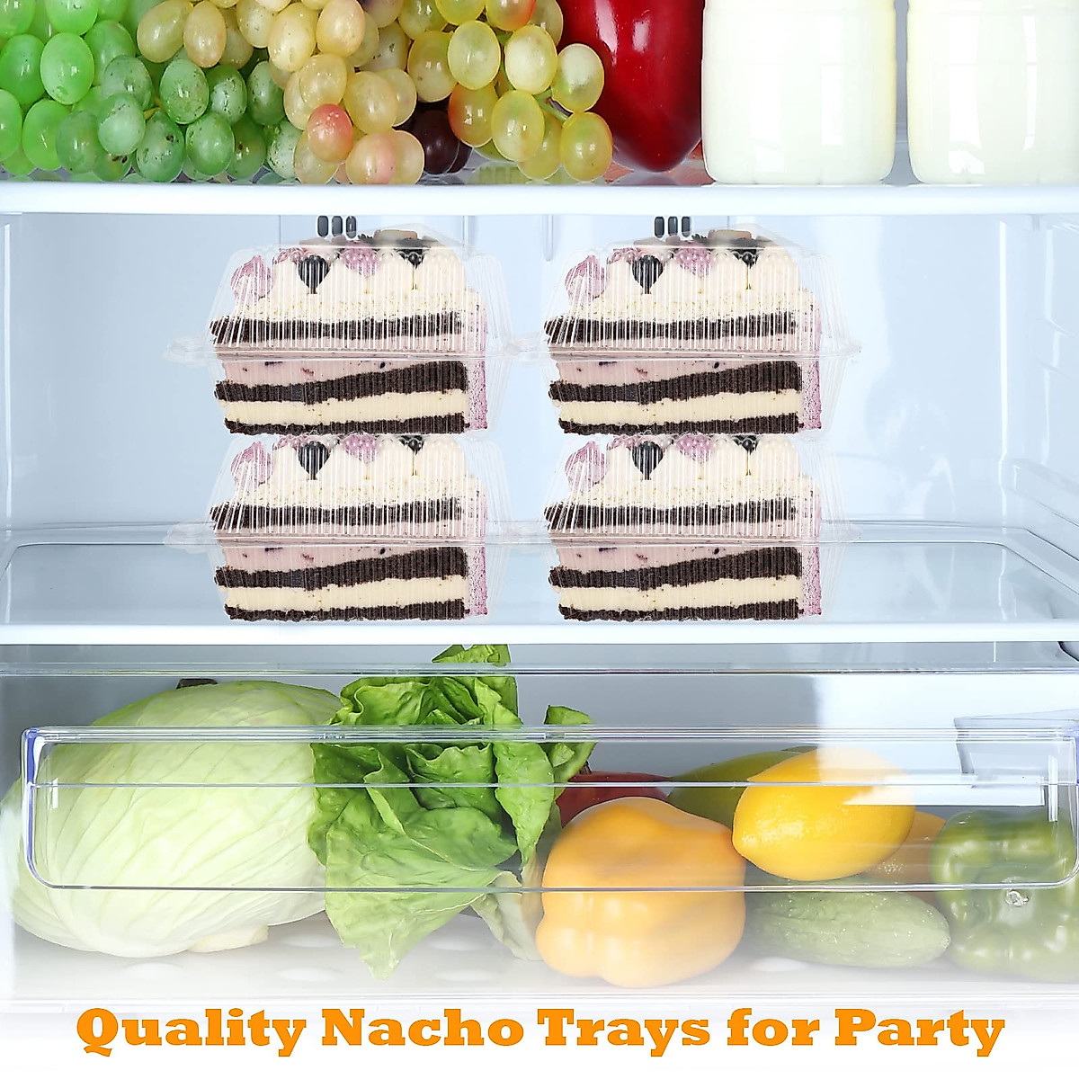 200 Pcs Clear Cake Slice Container with Lids Single 5'' Clear Medium Hinged Lid Pie Slice Container Disposable Box Food Containers for 7''- 9'' Diameter Pie Cheesecake Packaging Home Bakery