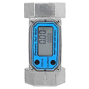 Hilitand Mini Digital Turbine Flowmeter Kerosene Gasoline Fuel Meter 15-120L 1.5inch NPT Blue