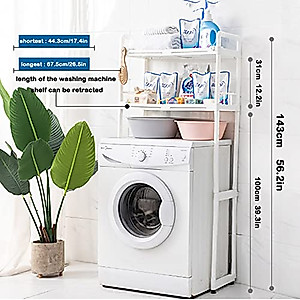 Articles for daily use Above Washer Dryer Adjustable Storage Shelf, 2-Tier Space Saving Rack Bathroom Organizer, Laundry Room Shelving Units Over The Washing Machine White