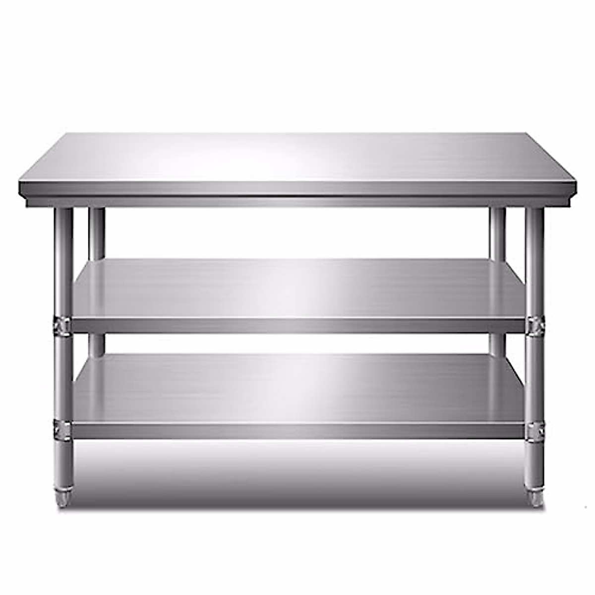Heavy Duty Free Standing Stainless-Steel Commercial Restaurant Kitchen Work Table, Prep & Utility Workbench with Double Storage Shelves Rack, for Commercial Kitchen