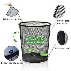 SHSYCER Black Mesh Trash Cans 4 Gallon, Mesh Office Trash Can 10 Pack, Metal Wire Wastebaskets, Waste Basket Trash Can, Small Trash Cans,Recycling Garbage Container Bin for Office, Home, Bedroom