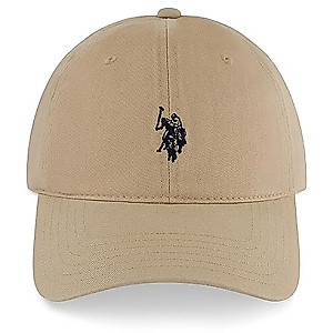 U.S. Polo Assn. mens U.s. Polo Assn. Washed Twill Cotton Adjustable Hat With Pony Logo and Curved Brim Baseball Cap, Khaki, One Size US