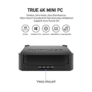 MINIX Neo Z83-4 Plus, 4G/64G Intel X5-Z8350 Fanless Mini PC Windows 10 Pro. Dual-Band Wi-Fi/Gigabit Ethernet/Mini DP/4K UHD/Auto Power On. Ideal Home/Office/Industrial and Digital Signage Solution