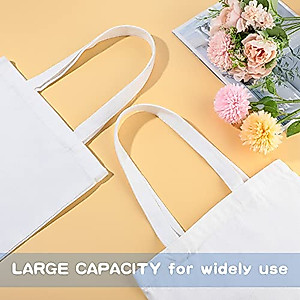 CHENGU 12 Pack Sublimation Tote Bags Blank Canvas Bag Reusable Grocery Bags 15.7x12 Inch Washable Heat Transfer Bag Bulk DIY Craft (White)