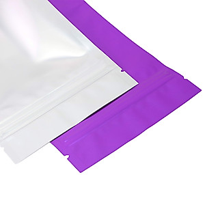 QQ Studio Pack of 100 Translucent/Silver/Color Stand-Up Resealable Zipper Pouch (4.7" x 7.1", Matte Purple)