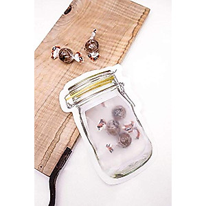 NATX 50Pcs Mason Jar Pattern Food Storage Bag Reusable Portable Stand Up Smell Proof Ziplock Bags Snack Saver Container Retail Package Bag Frosted Pouches Yellow 6×4.2in (15.7×10.5cm)