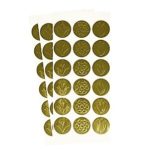 Geographics Self-Adhesive Gold Foil Seals, Assorted Embossed Emblems, 1.25 inch Diameter, 54 per Pack