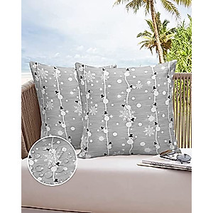 Christmas Outdoor Pillow Covers Snowman Snowflake Waterproof Lumbar Pillowcases Set of 2 Chritsmas Lights Grey Background Decorative Patio Furniture Pillows 16x16 inch x 2pcs