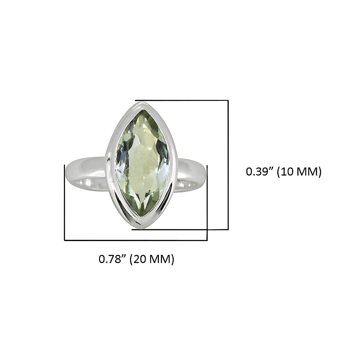 YoTreasure Green Amethyst Solid 925 Sterling Silver Gemstone Ring Jewelry