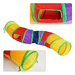 Bemodst Cat Tunnel for Indoor Cats Large,Cat Tubes and Tunnels Collapsible S-Shape Cat Tubes Kitty Tunnels Interactive Cat Toy with Storage Bag for Cat Small Dogs Ferret Rabbit (Colored 2-Way)