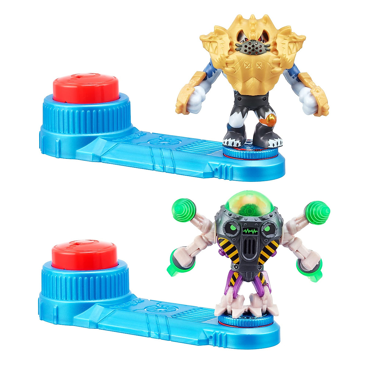 Akedo - Ultimate Arcade Warriors Battle Giants Versus Pack - Drillborg VS Alphawolf - Mini Battling Action Figures Ready, Fight, Split Strike For Ages 6+