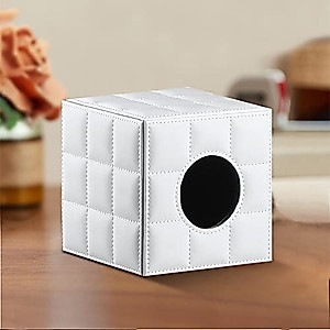 BIBELUN Tissue Box Cover, PU Leather Square Tissue Box Holder,Napkin Dispenser,Decorative Storage Box/Organizer for Bathroom Vanity Countertop, Nightstand, Coffee Table, Home,Office Desk & Car
