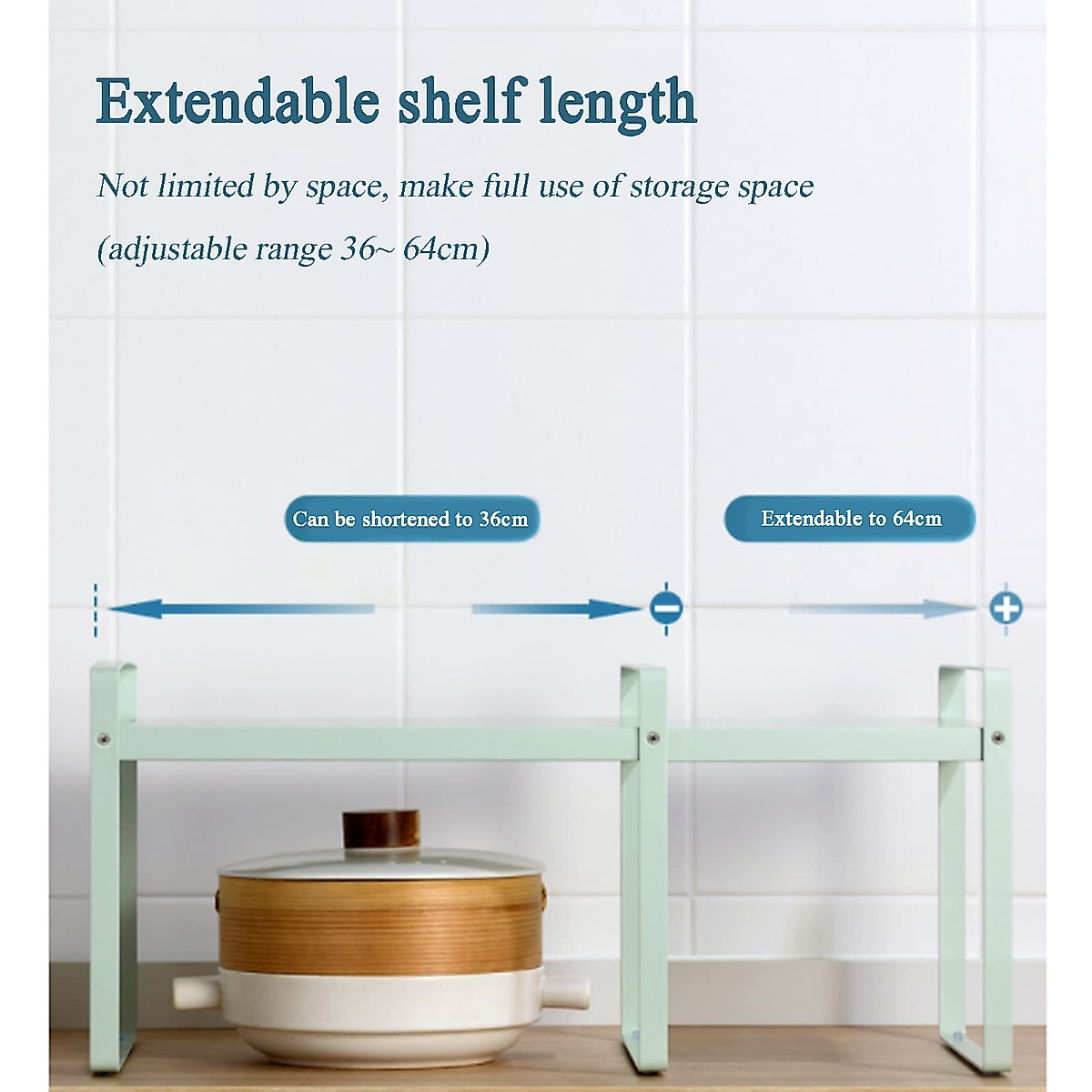 LEAYAN Under Sink Storage Rack, 2-Tier Under Sink Shelf Rack Ideal for Kitchen Countertop and Undercounter Sink Storage Under Sink Rack Shelf, White 64x28x26cm