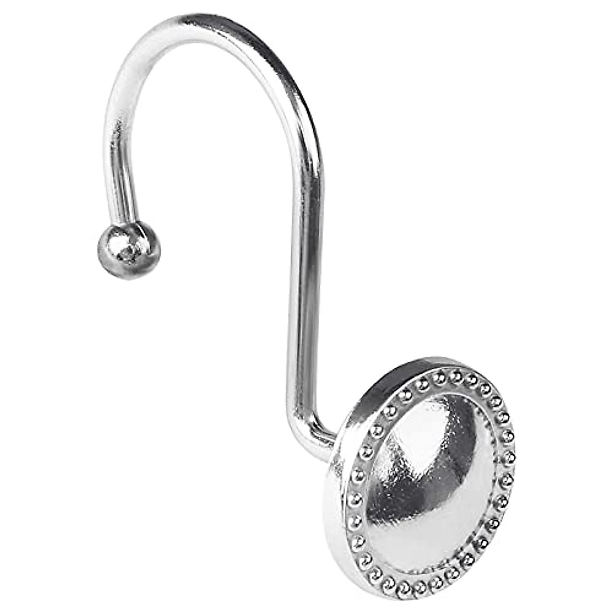 Shower Curtain Hooks, Set of 12 Chrome Shower Curtain Rings, Rust-Resistant Shower Hooks for Bathroom Shower Rod Curtains, Decorative Shower Curtain Hooks