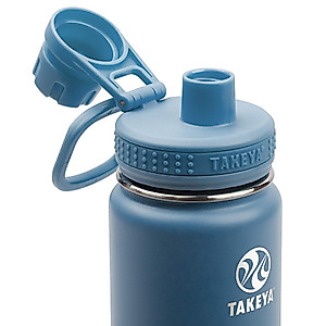 Takeya Actives Insulated Stainless Steel Water Bottles with Spout Lid, 18 Ounce, Midnight Blue and Bluestone