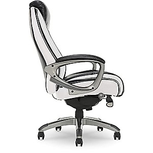 Serta Executive Office Smart Layers Technology Leather and Mesh Ergonomic Computer Chair with Contoured Lumbar and ComfortCoils, Black & White