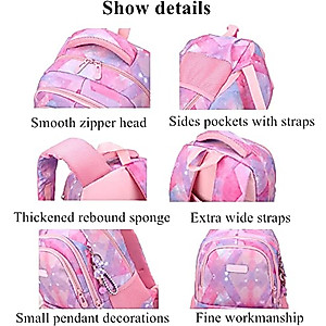 Diamond,Geometric 3Pcs Kids Rolling Backpack Set Wheeled Elementary School Bag Trolley Bookbag for Boys