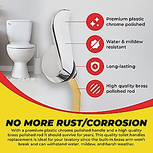 Qualihome Universal Toilet Handle Replacement - Front Mount Toilet Flush Lever - Fits Most Front Mount Toilet Tanks - Fits American Standard Toilet Tanks - Polished Chrome