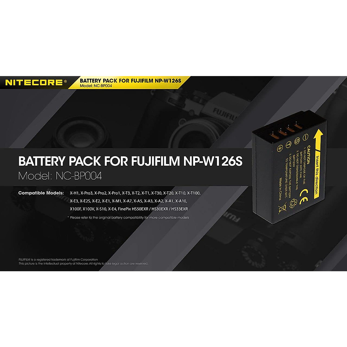 Nitecore FX1 2-Slot Digital Charger and NC-BP004 Battery Bundle Compatible with Fujifilm NP-W126 and NP-W126S Batteries