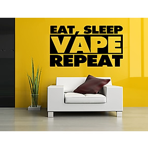 Wall Vinyl Sticker Decal Eat Sleep Repeat Stop Smoking Start Vaping Quote Phrase Set Vaporizer Vape Word Pen Store Shop Smoke E Cigarettes Liquid Coil Indoor Outdoor Sign Logo SA841