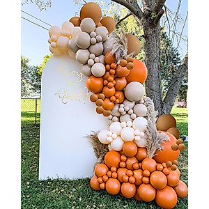 Longwu 143pcs Burnt Orange Balloons Terracotta Balloon Arch Kit Rust Balloons Double Stuffed Cream Peach Balloon for Fall Winter Baby Shower Halloween Decorations