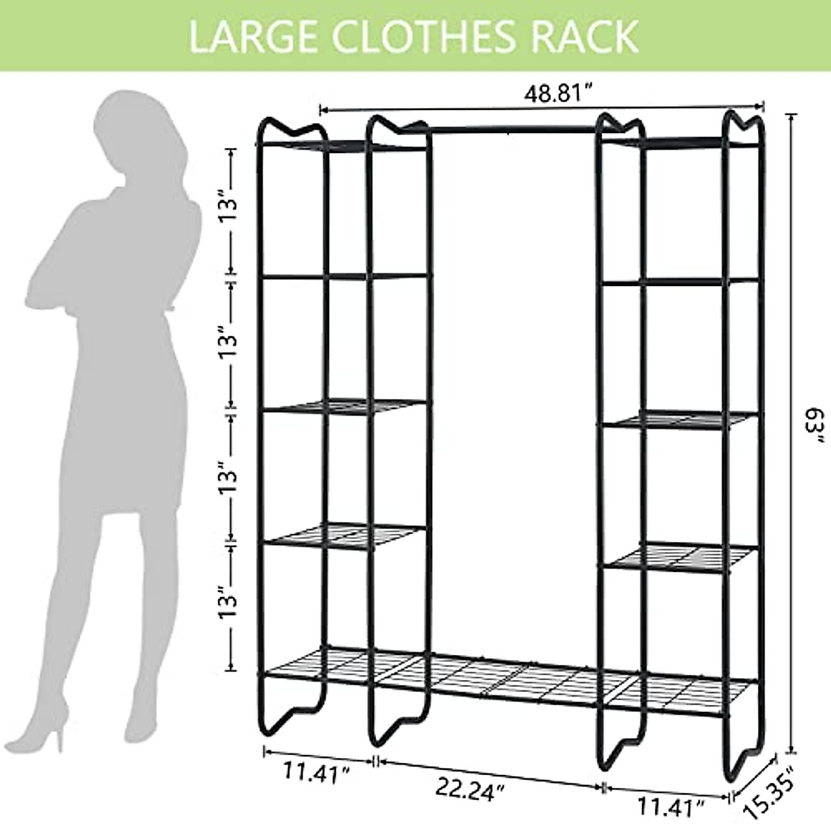 Gewudraw Heavy Duty Garment Closet Organizer Rack -B Style and E Style