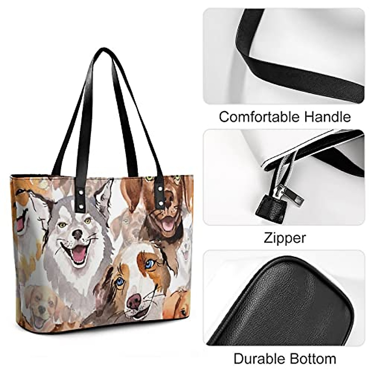 Womens Handbag Dog Leather Tote Bag Top Handle Satchel Bags For Lady