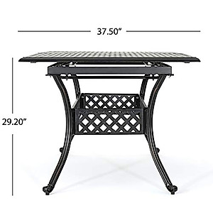 Christopher Knight Home Abigail Outdoor Cast Aluminum Expandable Rectangular Dining Table, Shiny Copper Finish