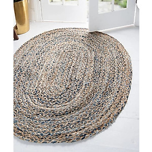 PATEL EXPORTS 2x3, 3x5, 4x6 Oval Jute Rug, Custom Size Oval Chindi Cotton Rugs, Rustic Decor,Home Decor, Rag Rug, Yoga Mat,Cotton Doormat,Area Rug,Oval Braided Rug (5x8 Oval Rug)