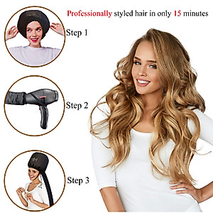 Bonnet Hair Dryer Attachment-W/ 10 Silicone Hair Curlers-Extra Large Adjustable Soft Hooded Hair Dryer Bonnet With Extra Long Hose For Drying,Styling,Curling&Deep Conditioning Fits All Head&Hair Sizes