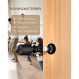 zincker Door Knob with Keypad Lock Interior Keyless Child Proof Electronic Pin Code Door Knob 5s Auto-Lock for Bedroom Apartment Garage Office Security Matte Black