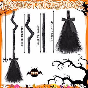 Liliful 3 Pcs Halloween Witch Broom Witch Broomstick with Ribbon Wizard Broomstick Halloween Decor for Kids and Adults, Party Cosplay Costume Accessories