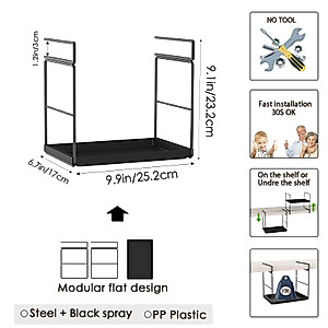 JANUS LiANG - 2 Pack Under Shelf Hanging Storage Bin Basket Kitchen Cupboard Storage Organizer, Space Saving for Laundry Room (Black, 9.9 inches)