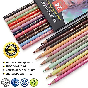 MARTCOLOR Skin Tone Colored Pencils for Portraits and Skintone Artists, 24 Colors Oil Colour Pencils for Drawing, Sketching, Adult Coloring, Shading, Coloring, Layering & Blending