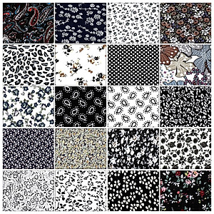 Ganeen 40 Pcs 20" x 20" Quilting Cotton Fabric Squares Patchwork Fabrics Cotton Printed Craft Fabric Patchwork Bundles Quilting Fabric Craft Fat Quarters for DIY Sewing Cloths Craft Patchwork(Black)