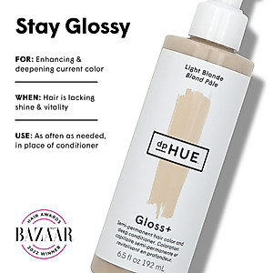 dpHUE Gloss+, Light Blonde - 6.5 oz (8-12 Applications) - Semi-Permanent Hair Color & Conditioner - Lasts Up to Eight Washes - Paraben, SLS & SLES Sulfate Free - Vegan, Leaping Bunny Certified