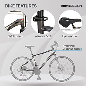 MOMODESIGN Hybrid Bike Shimano 21 speeds with Disc Brake, 700C Anti-Puncture Wheels