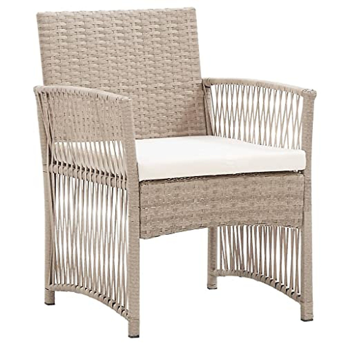 DGZLIIO Outdoor Dining Armchair, Garden Chairs, Patio Armchairs with Cushions 2 pcs Beige Poly Rattan Suitable for Terrace Garden Backyard Lawn Pool Water Surface.