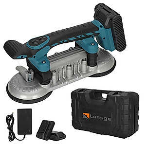 Tile Installation Tool Vibration Machine-Double Suction Cup Handheld Automatic Tiling Vibrator for Laying, Electric Tile Vibrator Tools 6 Speeds Adjustable 21V 12000mAh 24000r/min