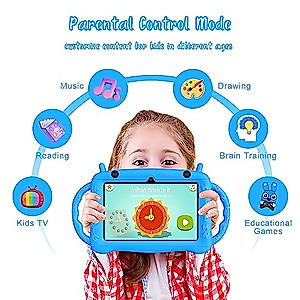 Kids Tablets 7in Android 11 Tablet for Kids Age 3-12,Quad Core 2GB RAM 32GB ROM Toddler Tablet with Shock-proof Case,Parental Control, Pre-installed Kids Educational APP,HD Screen,Dual Camera(Blue)